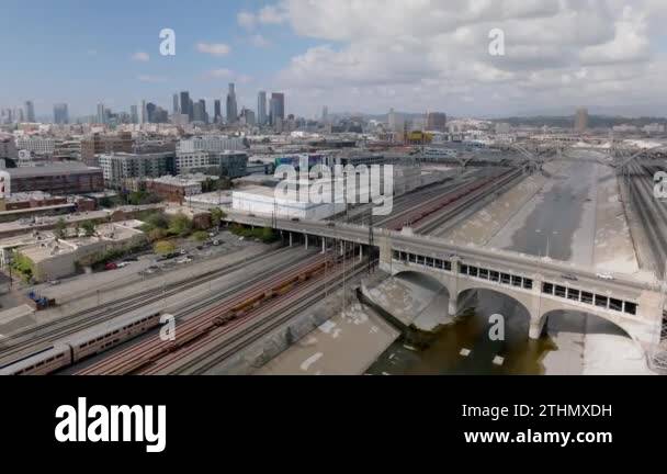 Amazing aerial footage of road bridges spanning railway tracks and ...