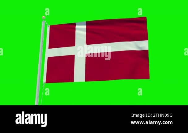 Seamless loop animation of the Denmark flag on a green screen ...
