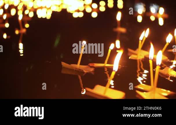 Loi Krathong Festival in Chiangmai, Thailand. Hand releasing floating ...