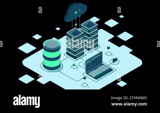 Cloud technology computing concept. Modern cloud technology. Data center isometric concept ...