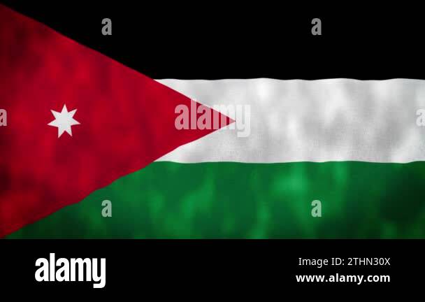 National flag of Jordan waving original size and colors 4k 2D Render, kingdom Jordan flag ...