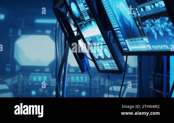 Futuristic spaceship control panel interface. Spacecraft digital ...