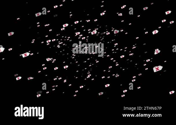 animated particle of cross check mark icon button and no or wrong symbol on reject cancel sign ...