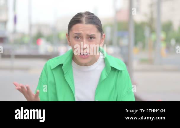 Portrait of Angry Young Woman Fighting Outdoor Stock Video Footage - Alamy