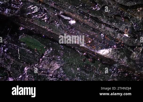 Potassium permanganate crystals under 4x magnification microscope - 3d ...