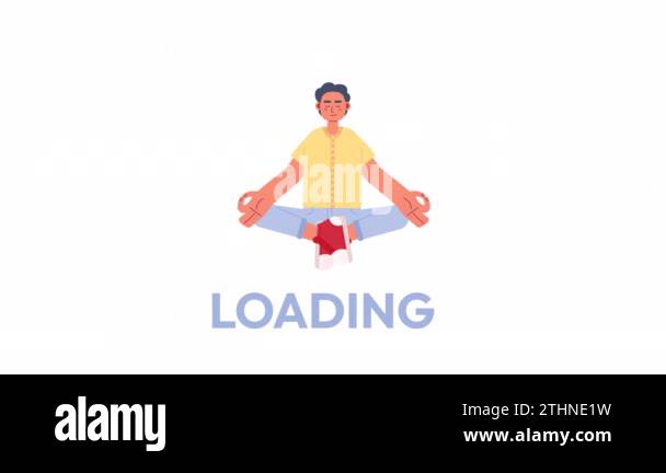 Animated meditation loader. Relaxed man in yoga pose. Flash message 4K ...