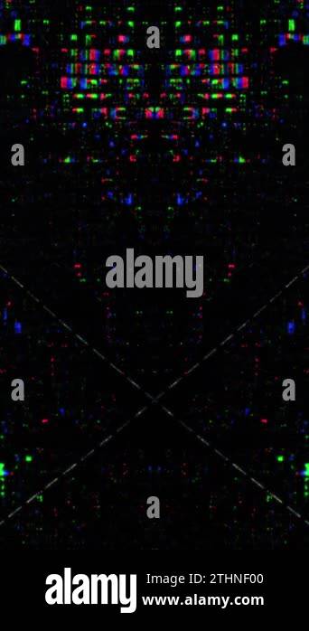 Vertical video. Glitch art. Digital fractal. Geometric design. Neon ...