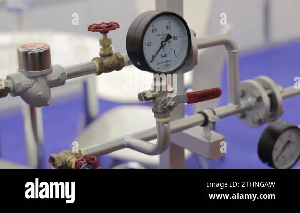Pressure Gauge Manometer in Industrial Pipe Stock Video Footage - Alamy