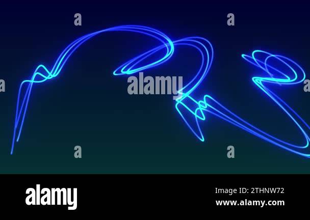 Line Background. Bright blue neon glowing fast moving lines along the ...