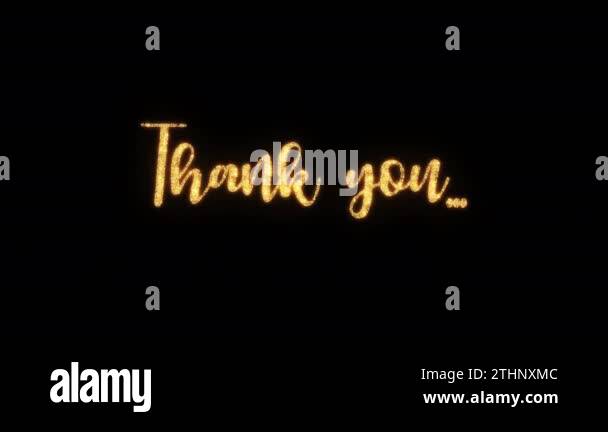 Thank you golden shine flickering text animation on black background ...