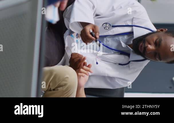 Vertical Video Doctor Taking Patient Insulin Level Test Using Medical