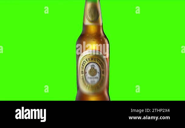 beer bottle on green screen Stock Video Footage - Alamy