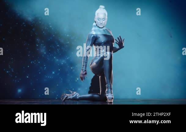 Flexible Woman Contortionist Wearing Shiny Outfit and High Heels ...