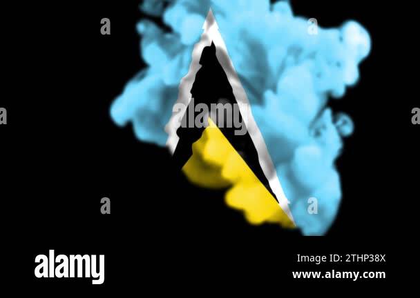 Smoke animation of revealing the country flag of Saint Lucia, the ...