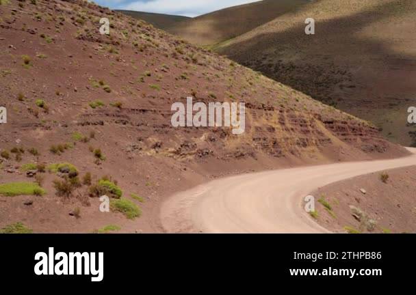 dusty gravel road of the iconic ruta 40 leading through the arid desert of Argentina Stock Video ...
