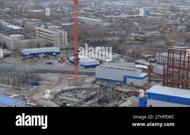 Chimney tower structure at heating plant building Stock Videos ...