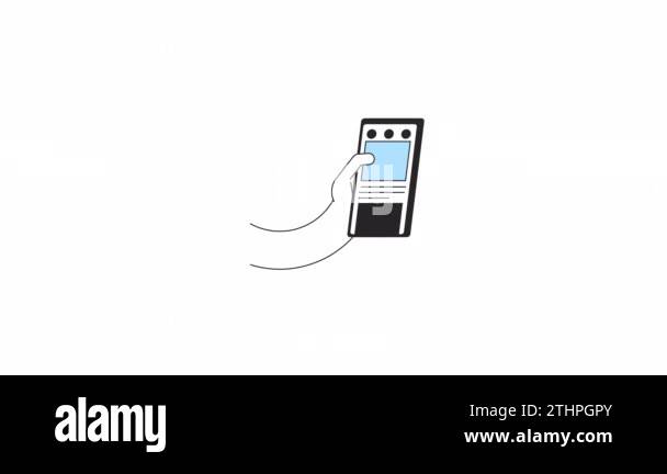 Tapping phone screen animation. Scrolling social media feeds isolated ...