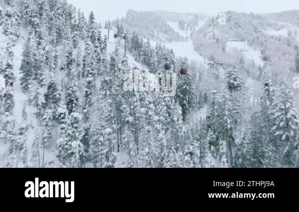Aspen Mountain Ski and Snowboard Lift Gondola in Colorado Aerial USA ...