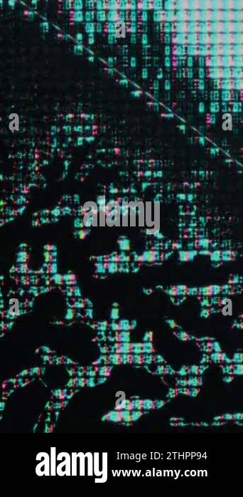 Vertical video. Glitch fluid. Matrix distortion. Damaged display ...