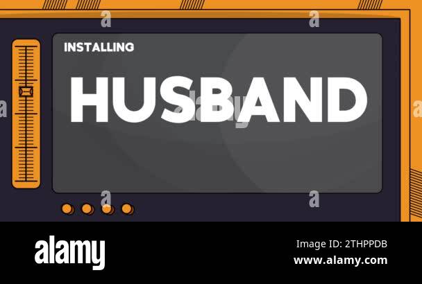 Cartoon Computer With the word Husband. Video message of a screen ...
