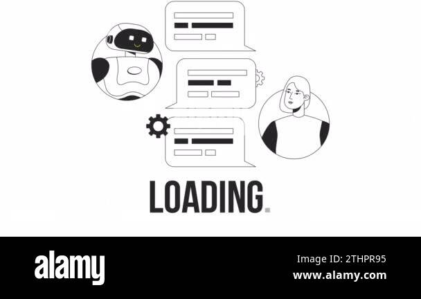 Talk To Chatbot Bw Loader Animation Ai Chat Bot And Woman User Flash