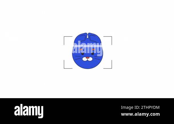AI processing cat face animation. Animated feline animal 2D cartoon ...