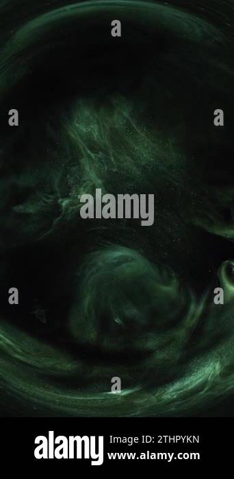 Vertical video. Glitter mist. Circle frame. Mystic vortex. Green color ...