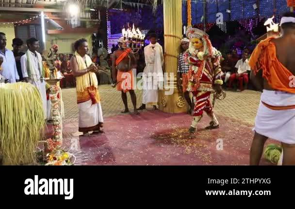Udupi,India - March 7,2020: An artist performing dance with unique ...