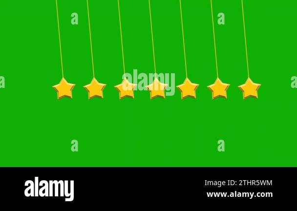 Swinging golden stars motion graphics with green screen background ...