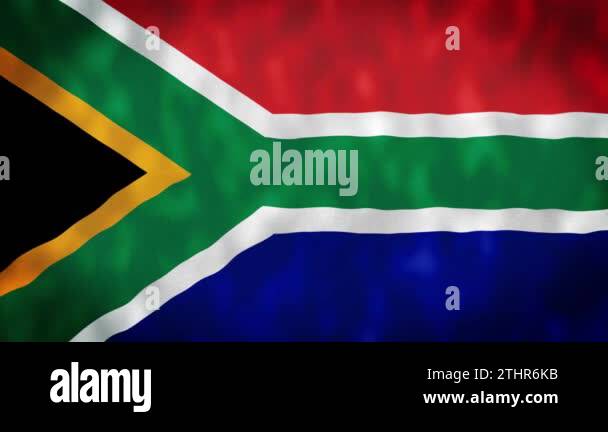 South Africa flag waving in the wind with high quality texture in 4K ...