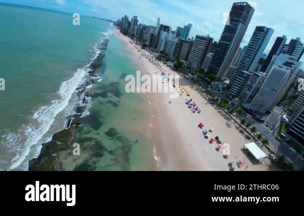 Boa Viagem Beach At Recife In Pernambuco Brazil. Cityscape Landscape ...