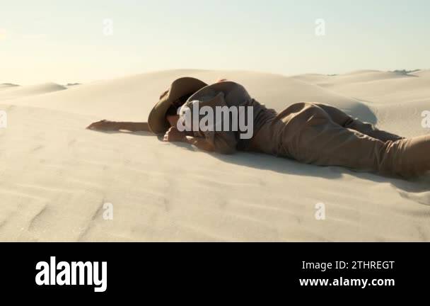 Exhausted woman in the desert. Apathy, fatigue, exhaustion, mental ...