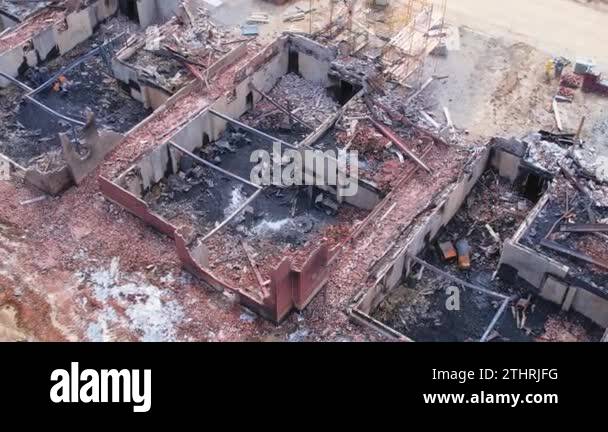 Aftermath of severe fire in the city of Vaughan. Houses and home units ...