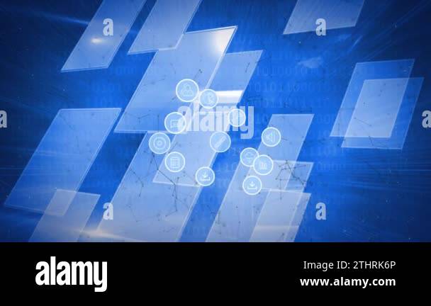 Unique animation of connecting dots with global communications and ...