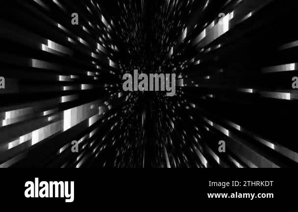 Camera travelling in futuristic retro cyberspace made of flying ...