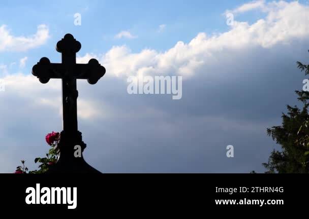 Holy cross on grave as religious symbol for death faith belief ...