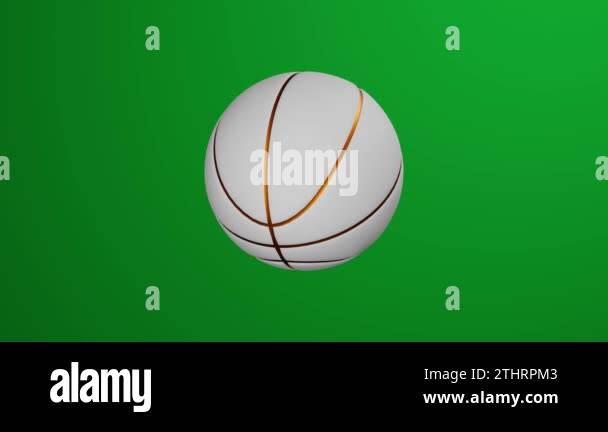White basketball ball rotates on chromakey background. Green screen ...