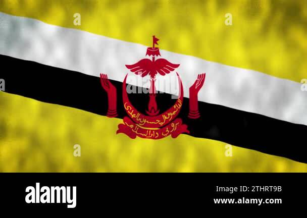 Animation of Bruneian flag. 4K. Brunei flag flying, Brunei Darussalam ...