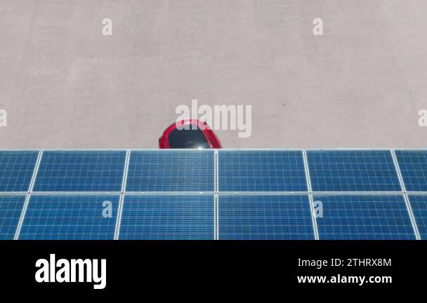 4K electric, zero pollution car on green energy concept on modern city ...