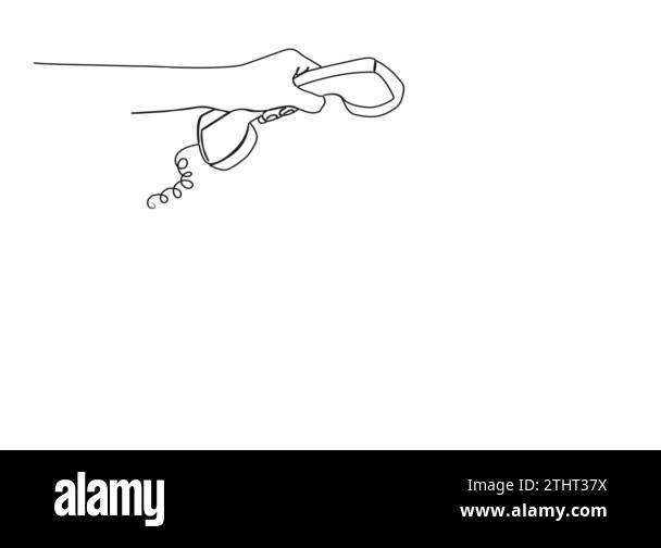 animated continuous single line drawing of hand picking up receiver of ...