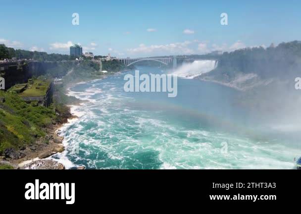 Niagara Falls. Top view on the Niagara River, Bridal Veil Falls, the ...