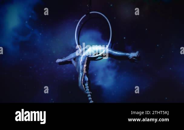 Flexible Woman Contortionist Wearing Shiny Outfit and High Heels ...