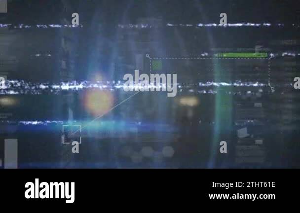 Animation of glitch effect over multiple screens with data processing ...