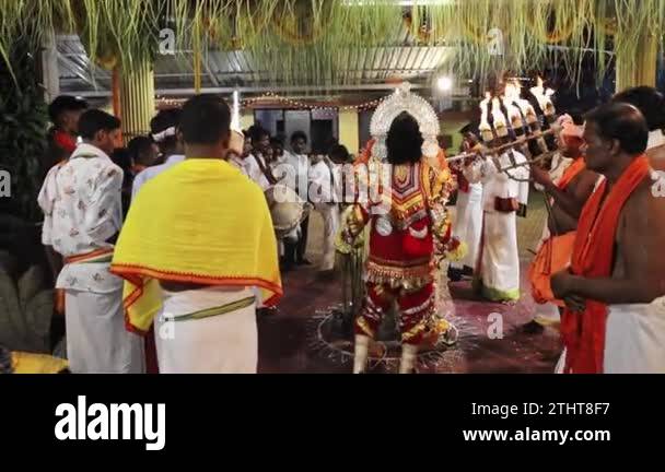 Udupi,India - March 7,2020: An artist performing dance with unique ...