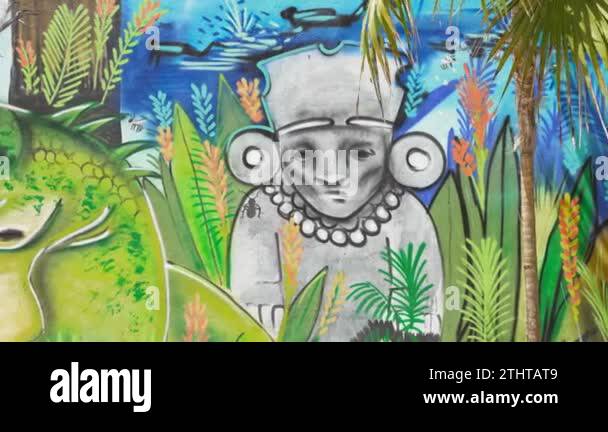 Beautiful Mayan Cultural Street Art Mural In Famous Beach Town Tulum ...