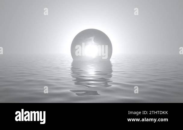 Sphere Ice Cube Island Floating on Water Looping Background Stock Video ...