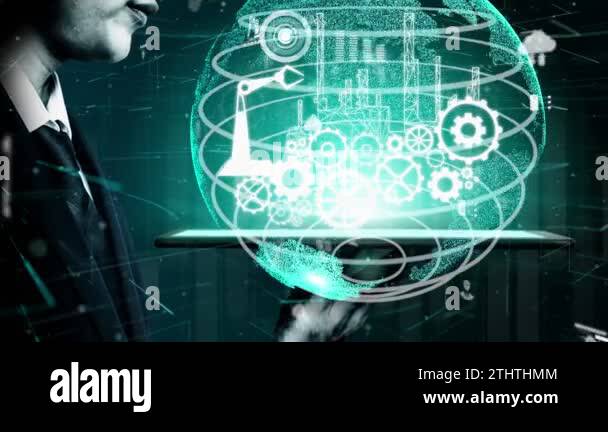 Futuristic industry 4.0 and inventive mechanized engineering concept ...