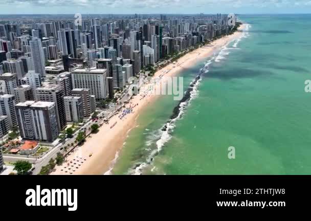 Boa Viagem Beach At Recife In Pernambuco Brazil. Cityscape Landscape ...