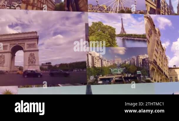 Paris, France, 07 April 2023: Multi Screen Collage of Paris time lapse ...