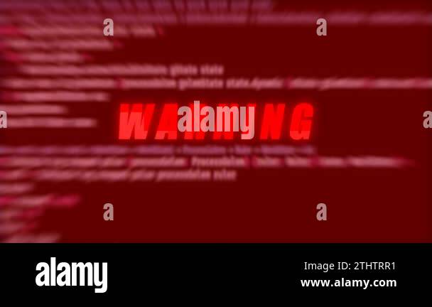 Hacker Attack Warning Programming Code Programming Language Strings On Screen Hack Stock